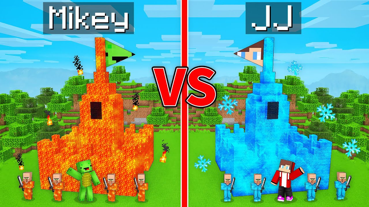 Mikey FIRE vs JJ ICE Castle Survival Battle in Minecraft (Maizen) - YouTube