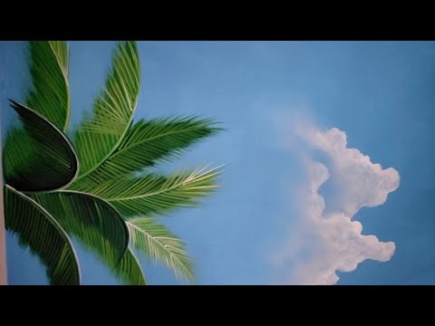 how to draw coconut tree with ceiling || ceiling painting art ...