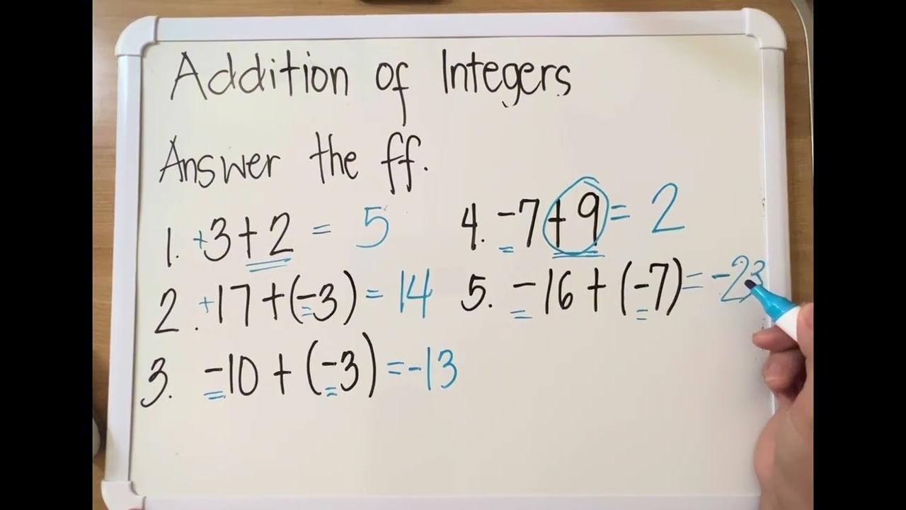Math Tutorial: Adding Integers (Addition of Integers) #maths #mathematics #grade7math #tutorial ...