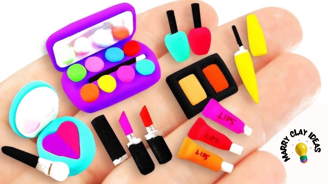 DIY How to Make Polymer Clay Miniature Makeup set With Eyeshadow ...