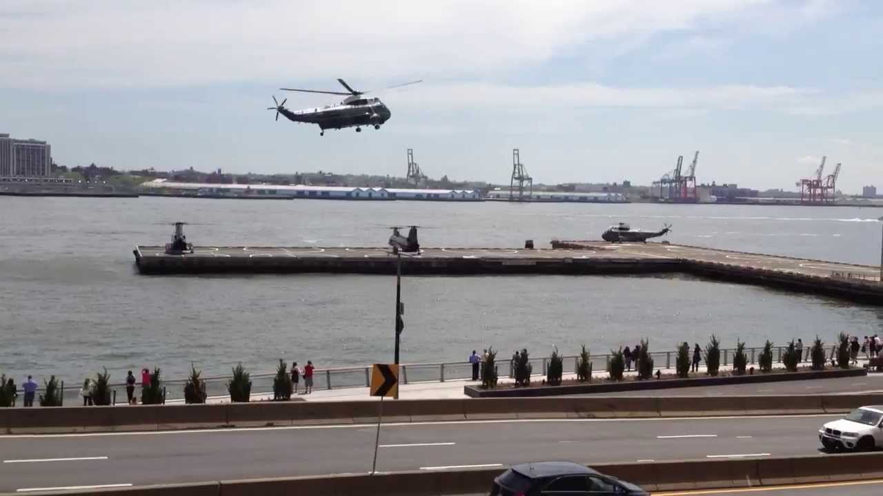 Marine One landing in NYC - YouTube