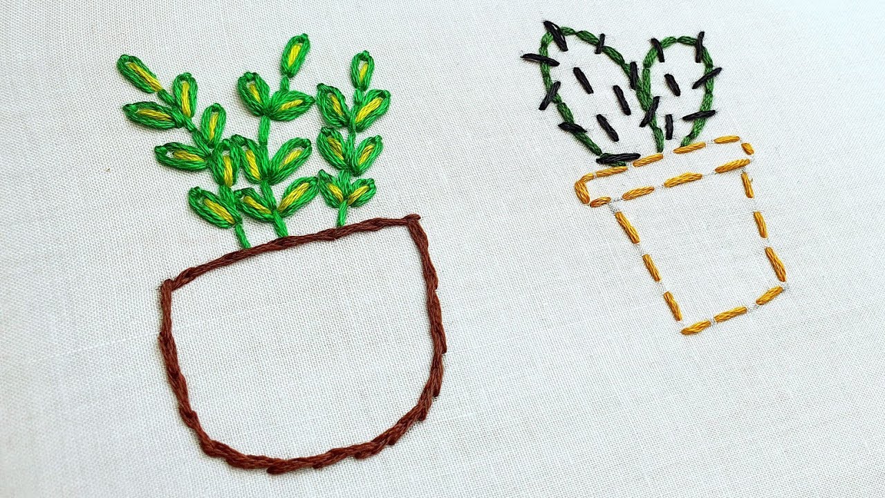 easy and quick 2 Embroidery vase design for beginners/hand embroidery ...