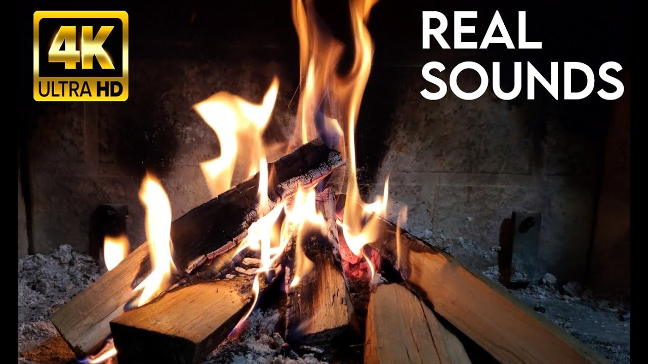 🔥Real Fireplace Burning with Cracking Fire Sounds for your Sleep or ...