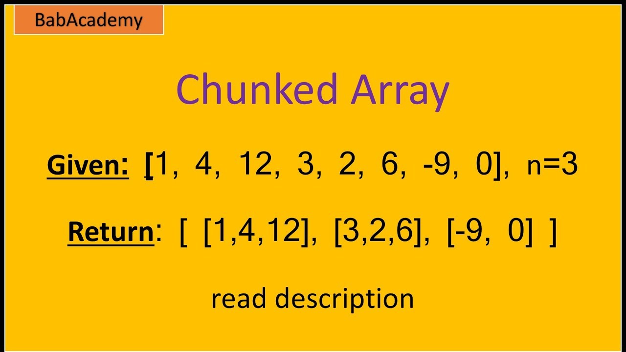 Classical Chunked Array Problem Youtube