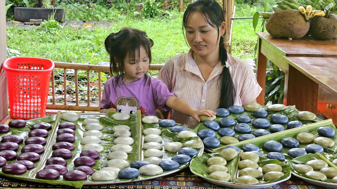 How to Make Colorful Peanut Sticky Rice Cakes by Hand - Traditional ...