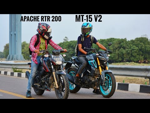 Tvs Apache 200 4v vs Yamaha Mt-15 v2 || what an amazing drag race 🔥🔥||