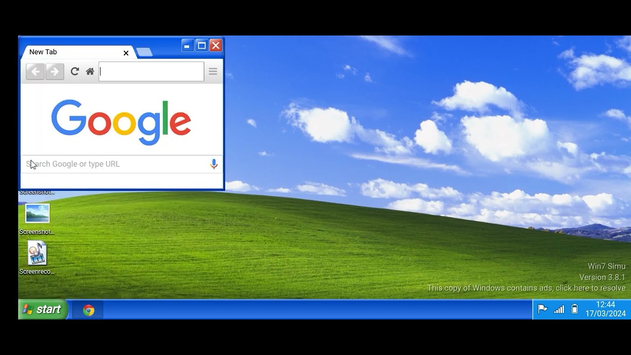 windows xp simulator going to google - YouTube