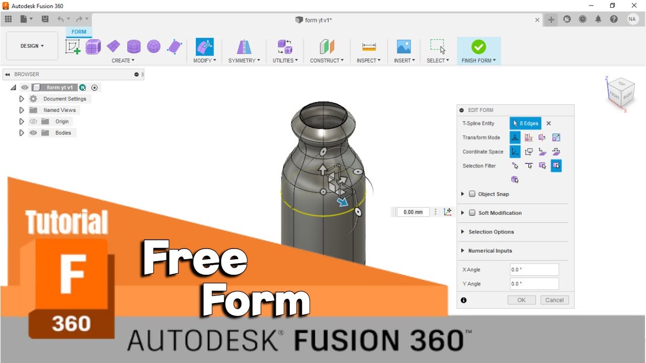 Fusion 360 - Tutorial - Free Form - YouTube