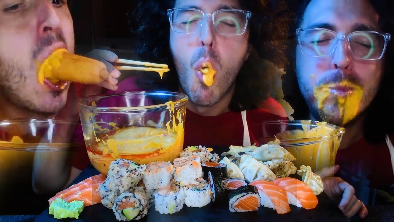 ASMR Mukbanger EATING TOO MUCH CHEESE SAUCE for 3 HOURS *no talking ...