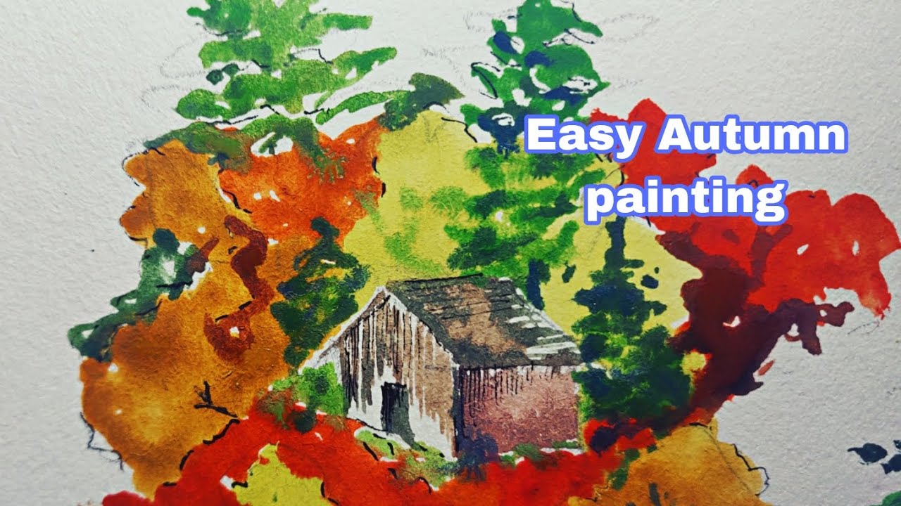 How to draw easy Autumn painting | Autumn Leaves | Easy drawing | Fall ...