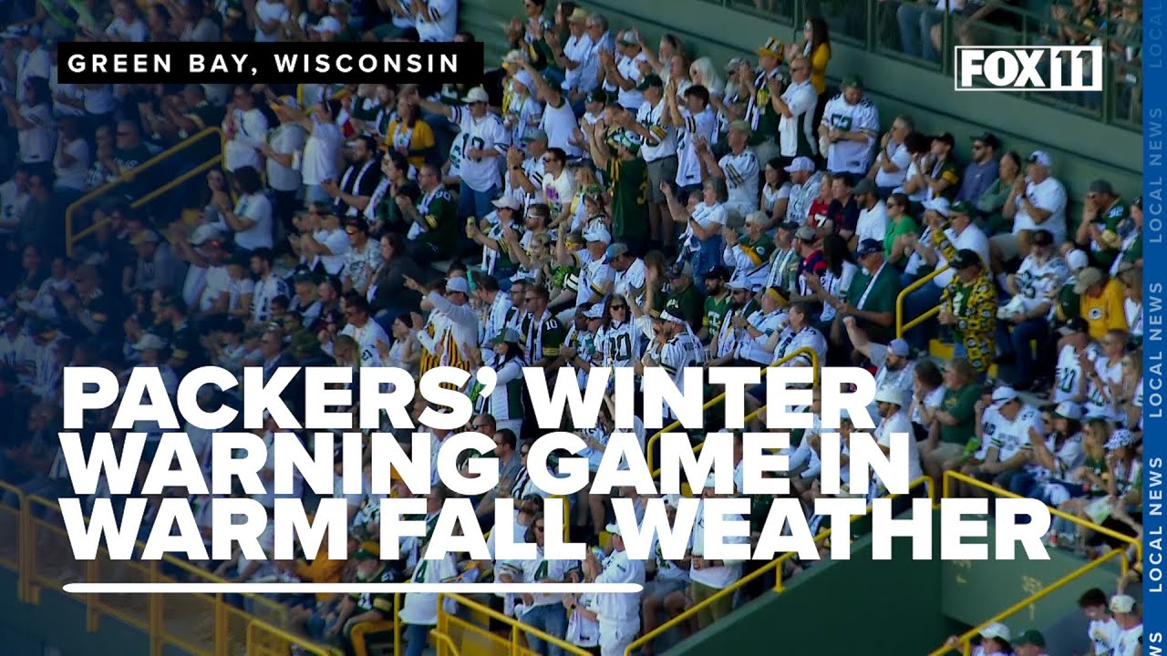 Packers and fans suit up in white for "Winter Warning" game - YouTube