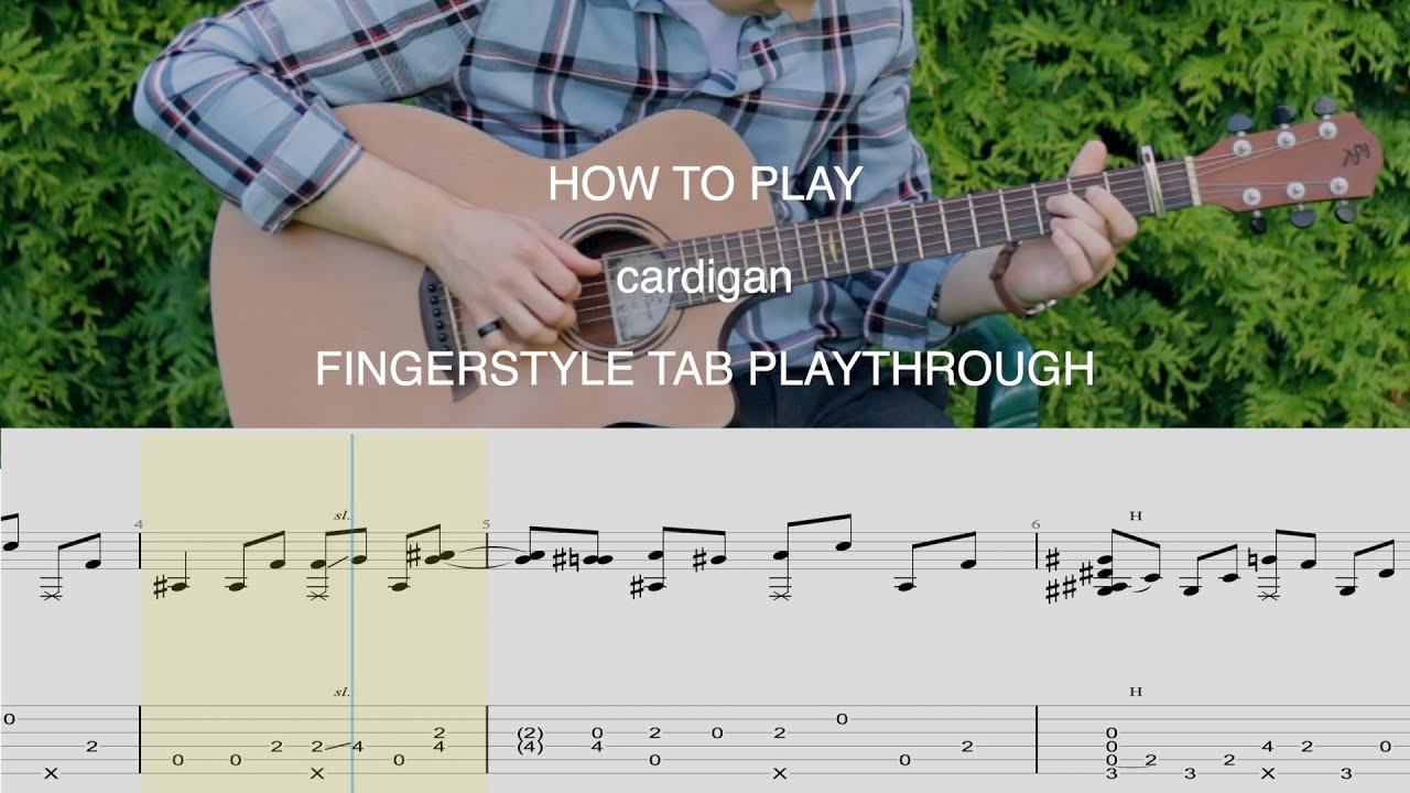 How to play cardigan by Taylor Swift - Fingerstyle Guitar Tutorial (Tab ...