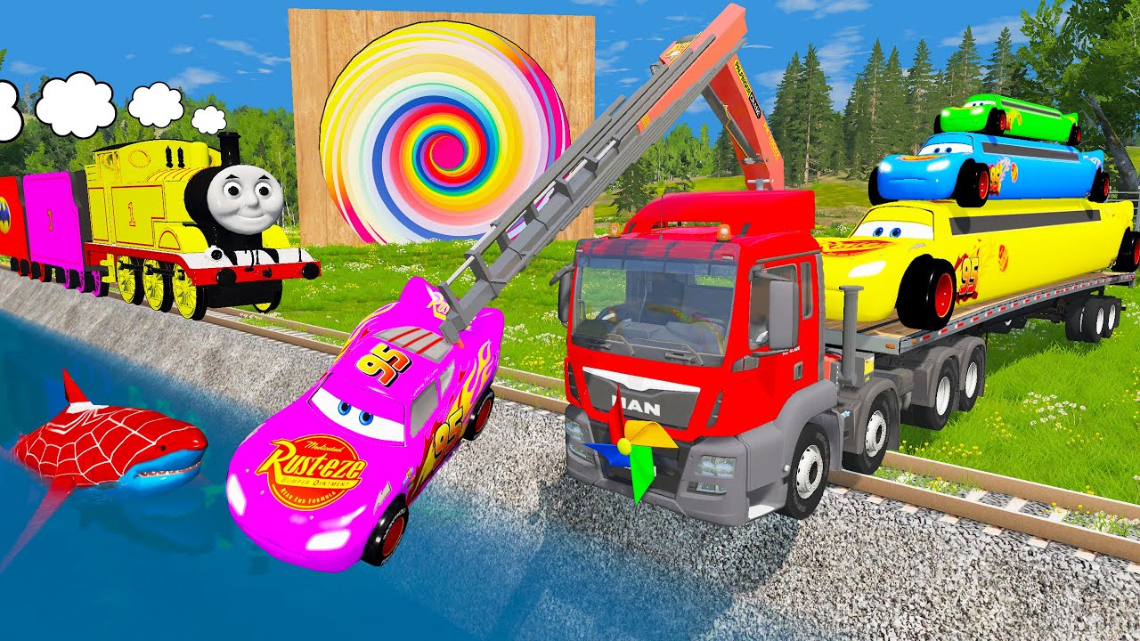 Long Cars vs Big & Small: Mcqueen with Spinner Wheels vs Slide Color vs ...