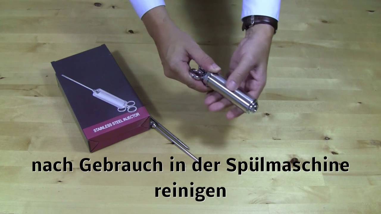 Marinadenspritze Bratenspritze aus Edelstahl von AdsOn Cooking - YouTube