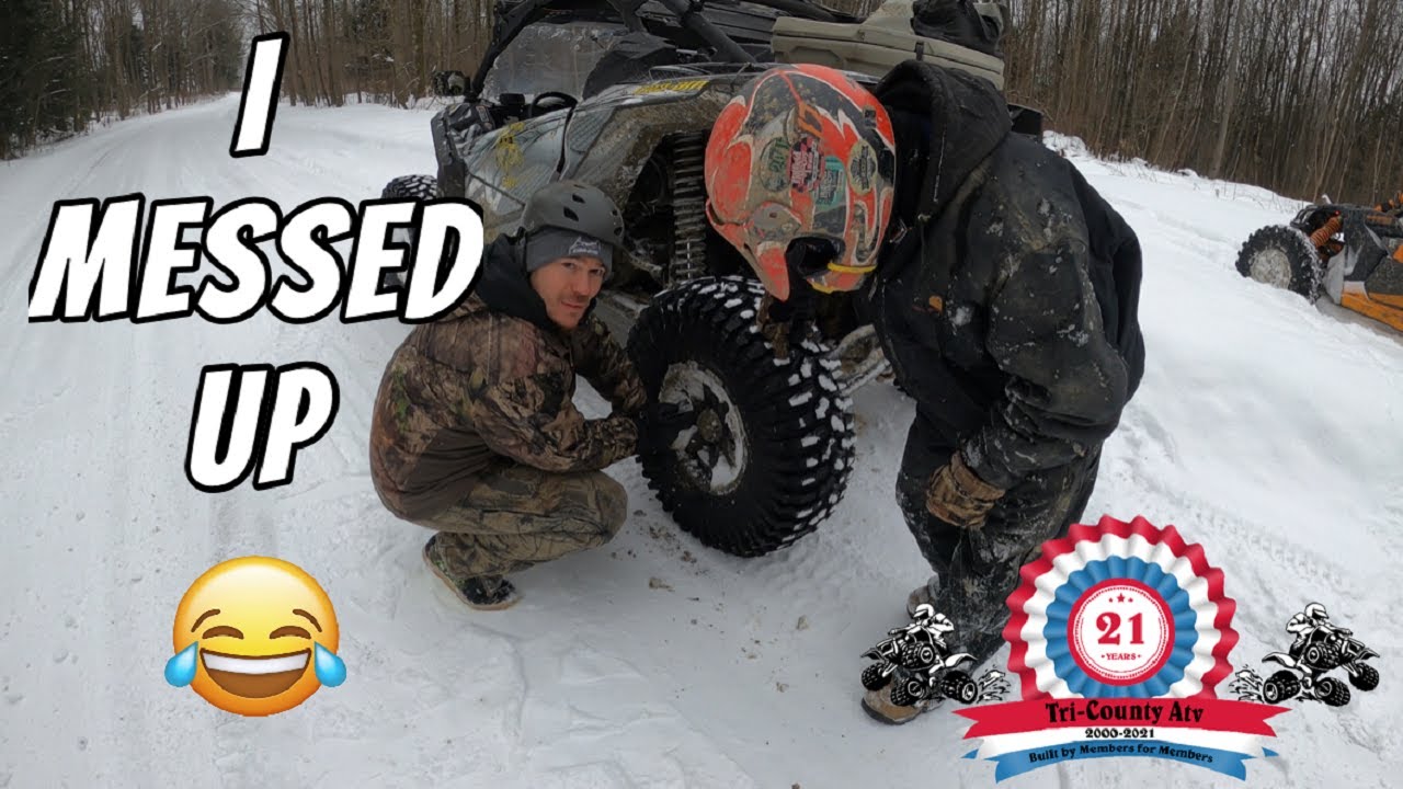 Tri County ATV Park in 12 of Snow | My Wheel Almost Fell Off | Can Am ...