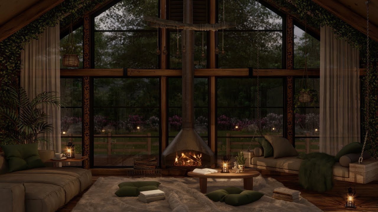 Deep Sleep In A Cozy Cabin 🌿🌛Relaxing Rain Sounds With Distant Thunders ...