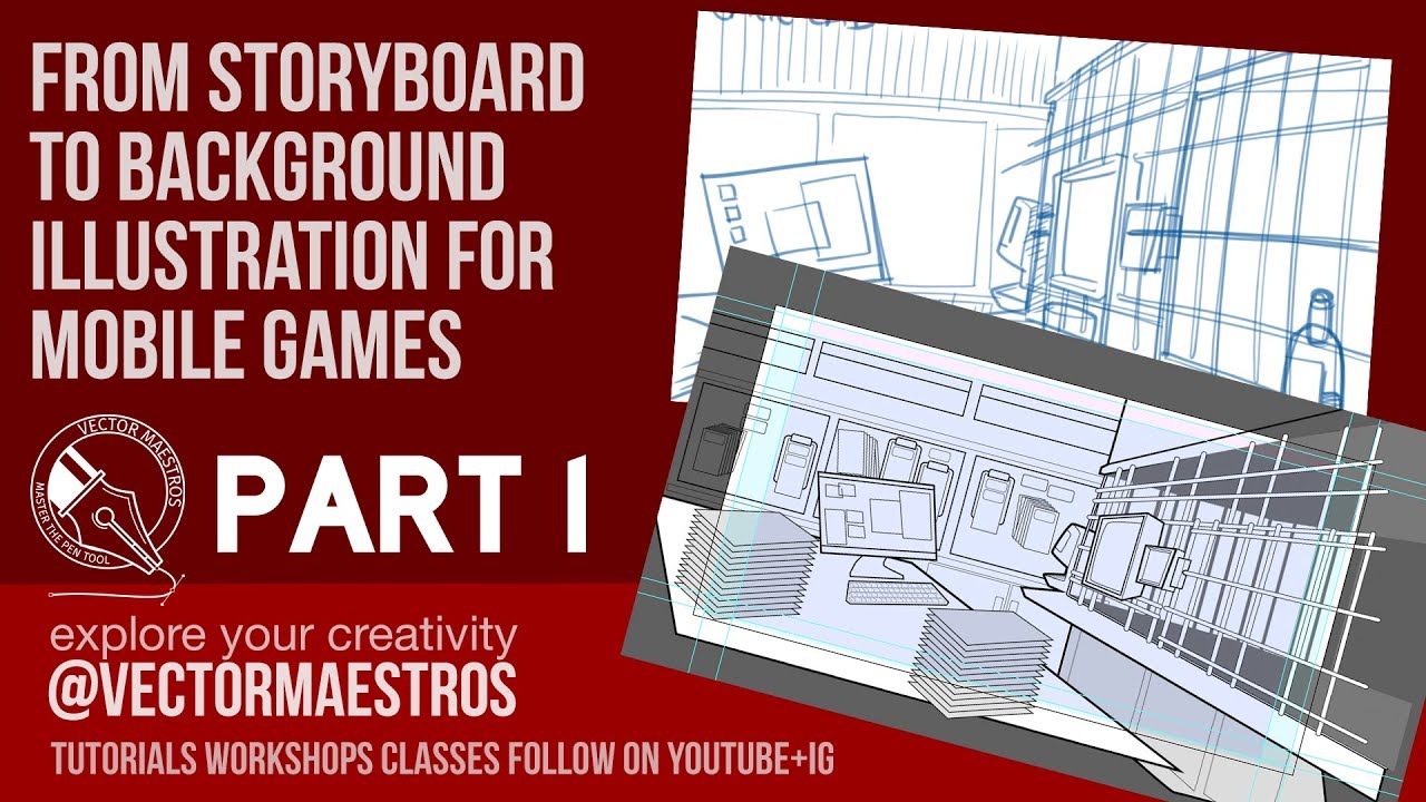 From Mobile Game Storyboard to Background in Adobe Illustrator - YouTube