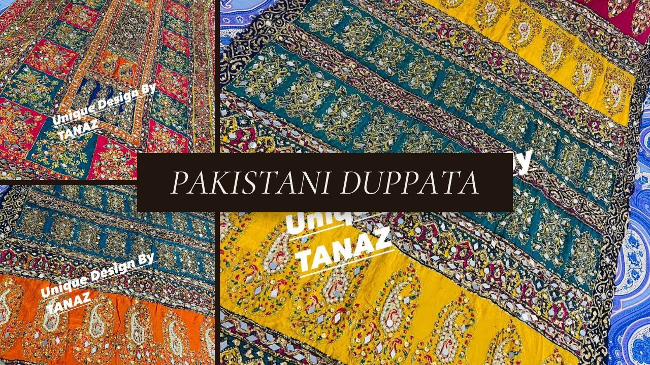 Pakistani Pure Silk Heavy Sheesha Work Dupatta with Pearls and Sequins ...
