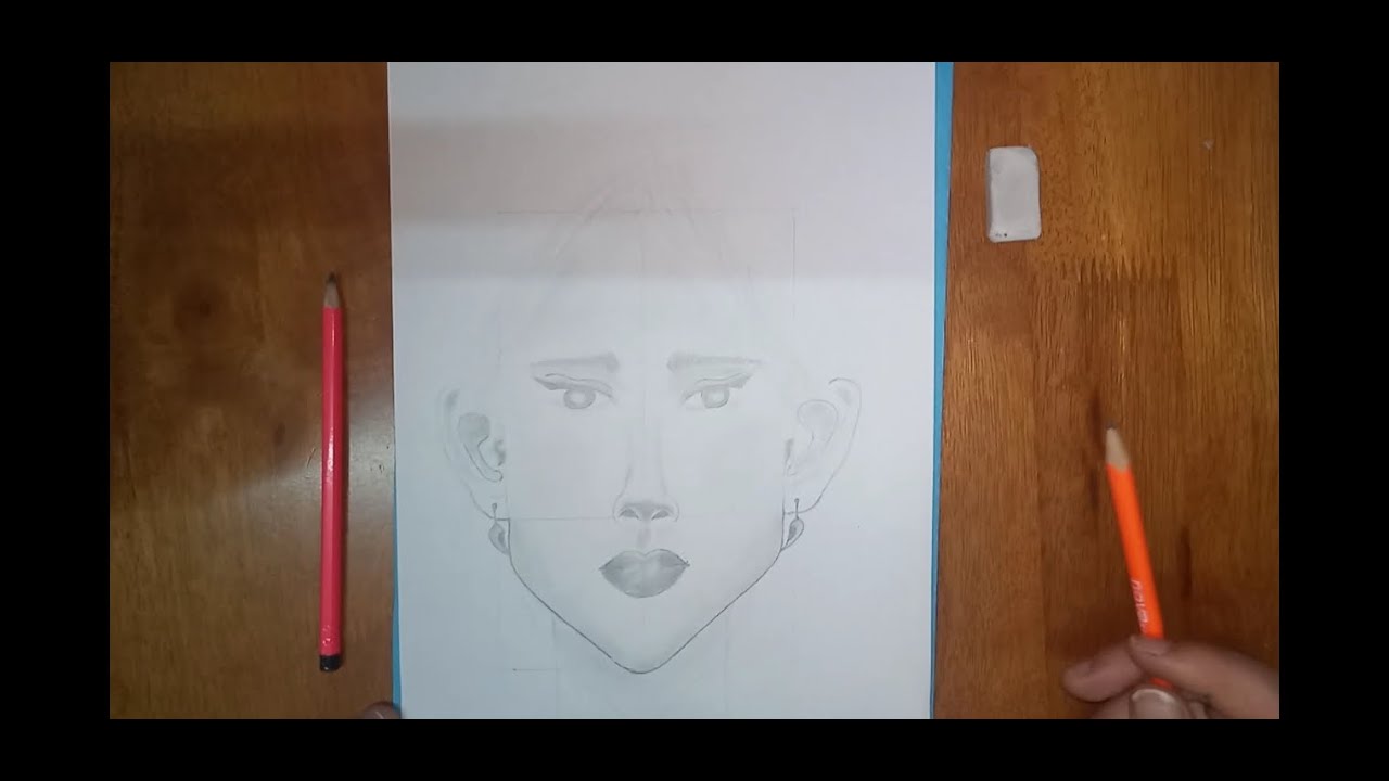 Draw a face for women by using the squares - YouTube