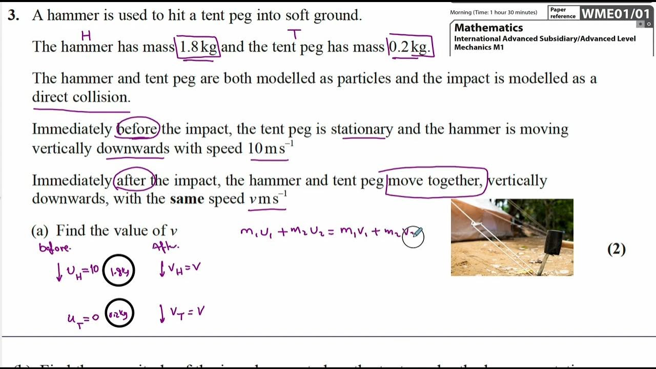 Edexcel IAL M1 – WME01/01 Oct/Nov 2023 Q[3] | [MOMENTUM , FORCES] Explained Step by Step - YouTube