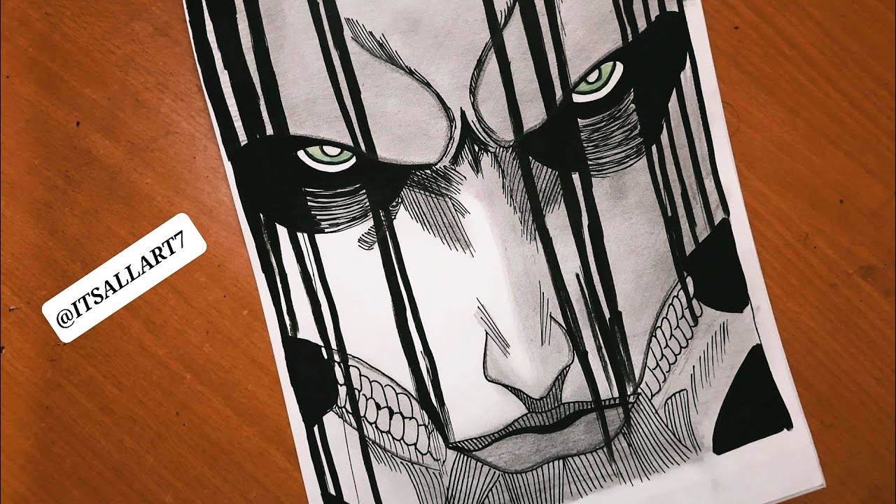 How to draw eren founding titan step by step// how to draw eren ...