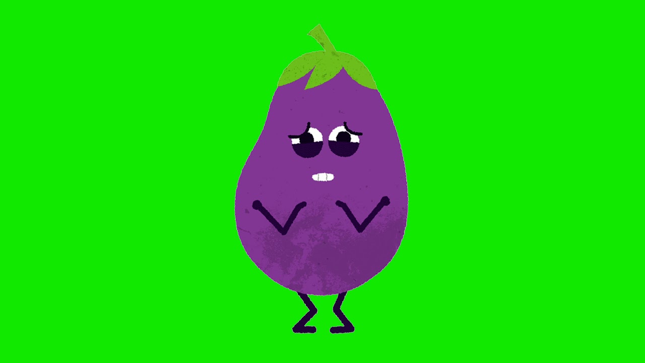 animated cartoon scared eggplant chopping vegetables funny cycle green ...