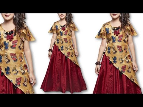 DIY Designer Trendy Indowestern Gown Cutting Stitching for 8 to 10 year baby girl