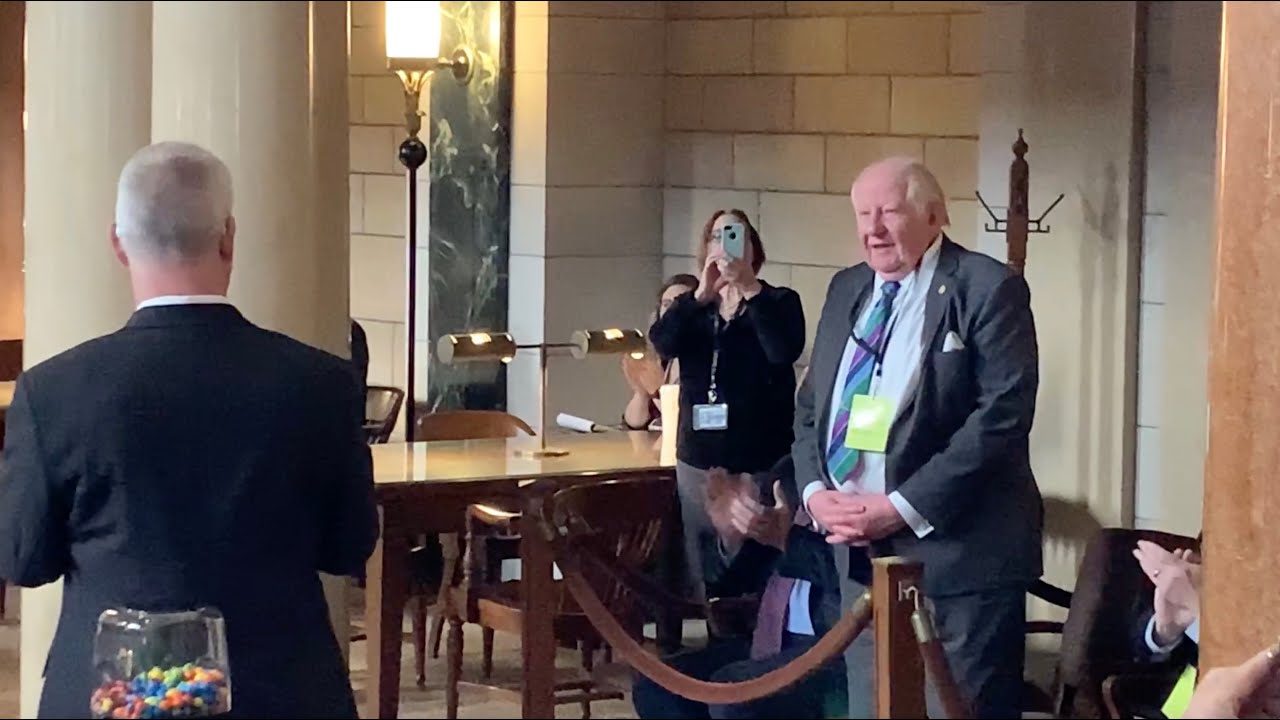 Allen J. Beermann congratulated by the Nebraska Unicameral Legislature ...