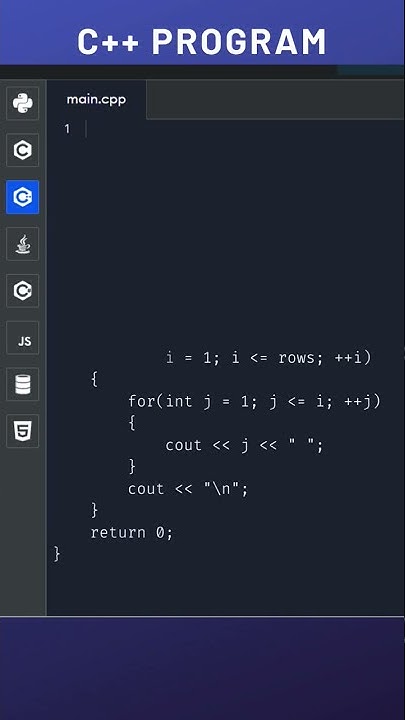 Program to print half pyramid using numbers in c++ #program2 - YouTube