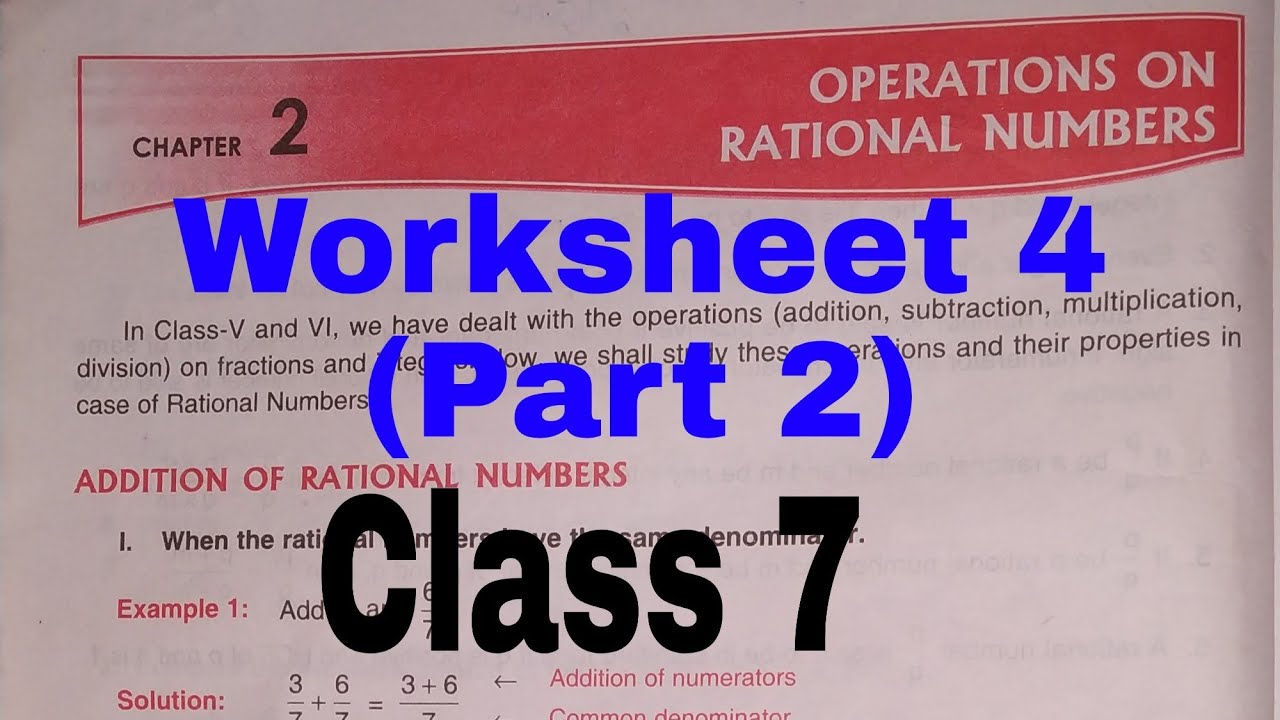 D.A.V|| Worksheet 4 || Part 2|| Chapter 2 || Class 7 - YouTube