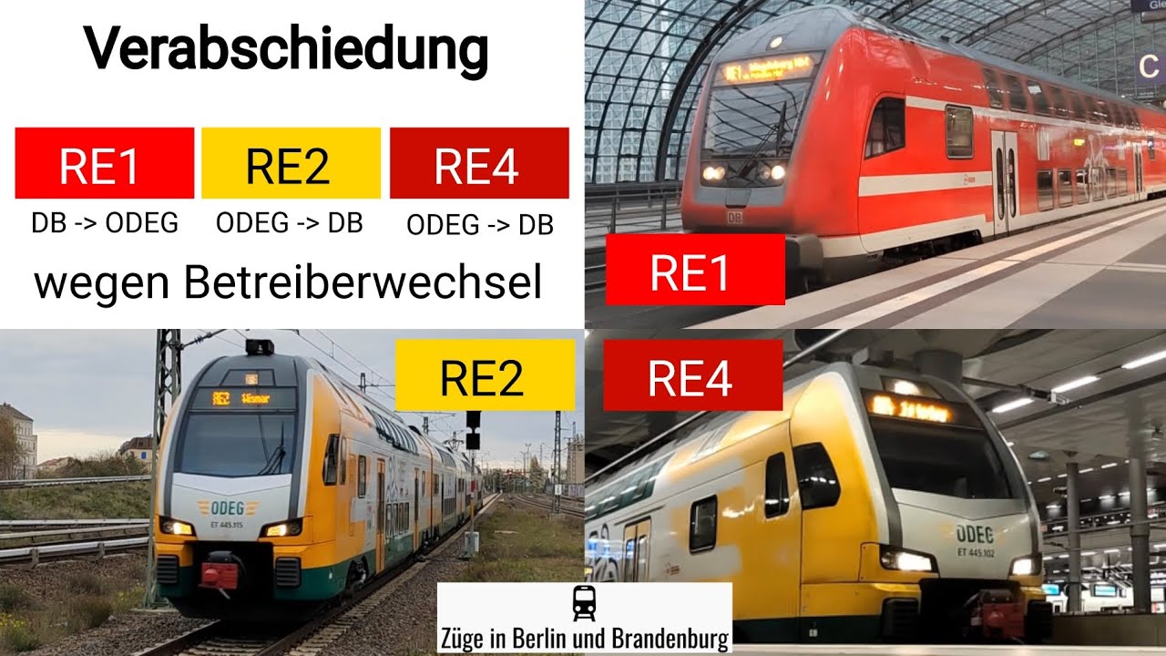 VERABSCHIEDUNG: RE1 (DB), RE2 (ODEG) und RE4 (ODEG) wechseln die ...