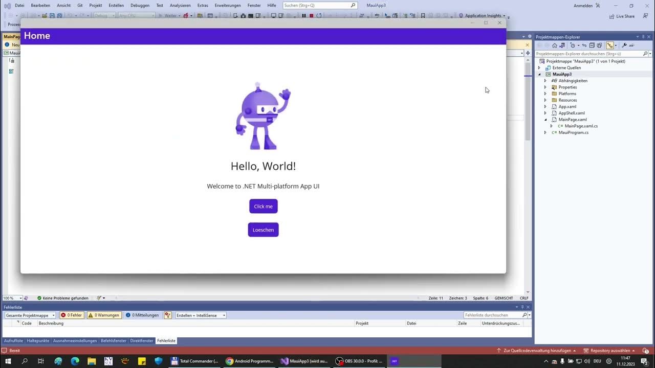 Android Programmierung mit Microsoft Visual Studio, C# und DOT NET MAUI. Teil1. Einstieg. - YouTube