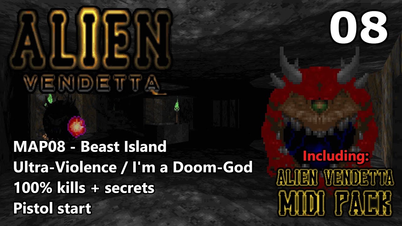 Doom II: Alien Vendetta - MAP08 (Beast Island) - Ultra-Violence / I'm a ...