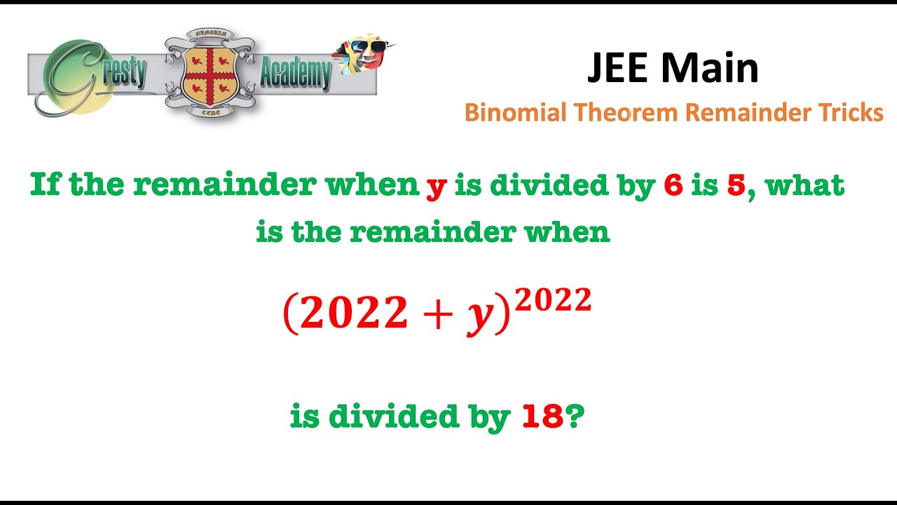 JEE Main - Two Binomial Theorem Remainder Questions Explained - YouTube