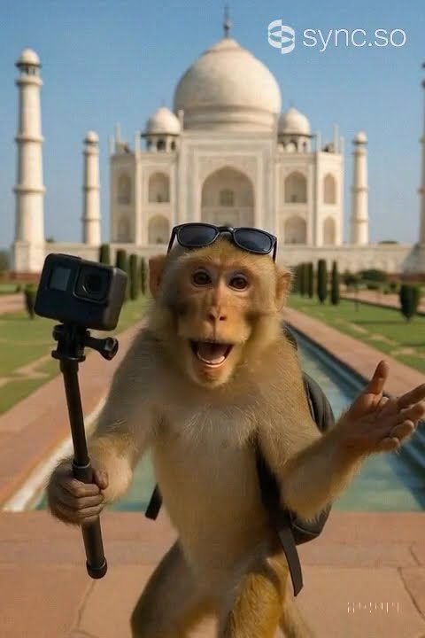 Monkey vlogging in front of the iconic Taj Mahal #monkeyvlog - YouTube