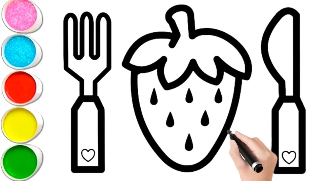How to draw Strawberry for kids and toddlers | Easy fruit Drawing and ...