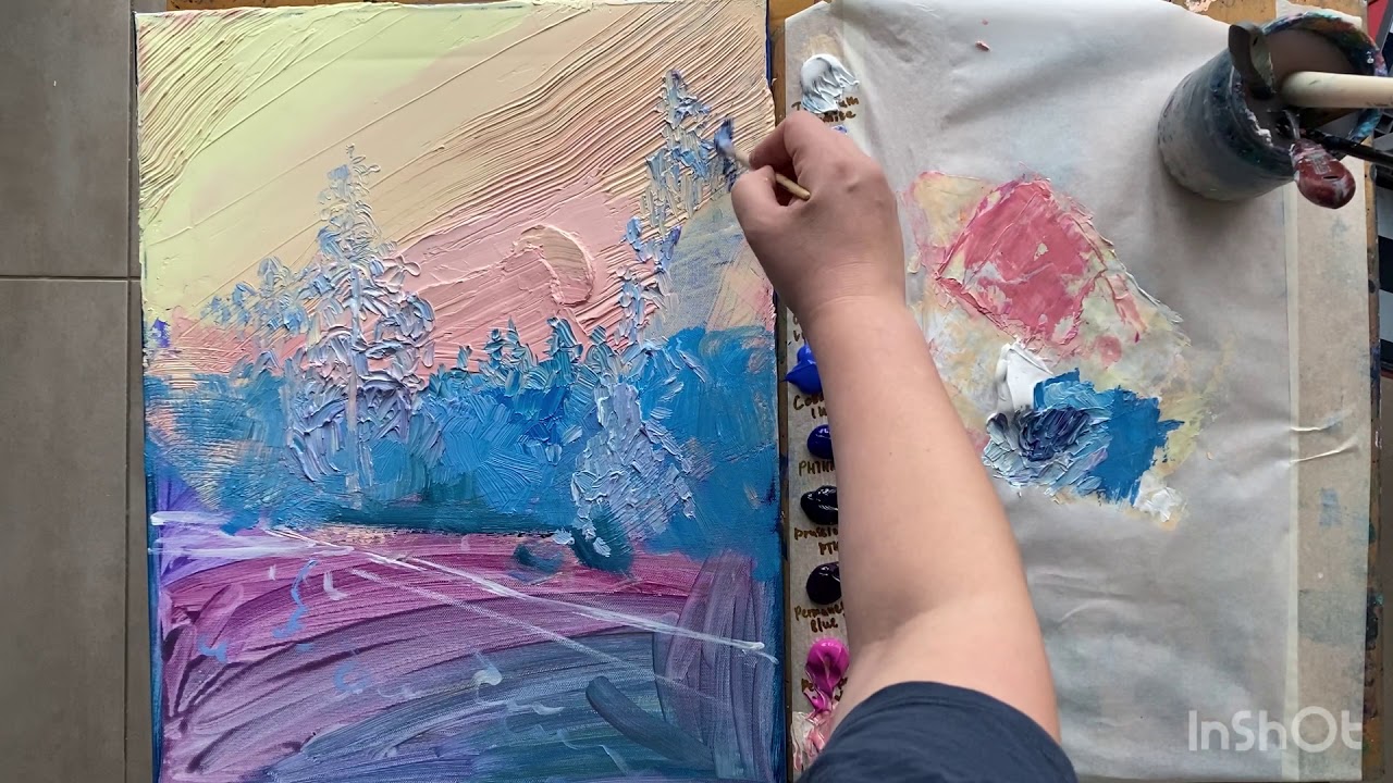 we paint a frosty winter morning with voluminous acrylic + gel (matte ...