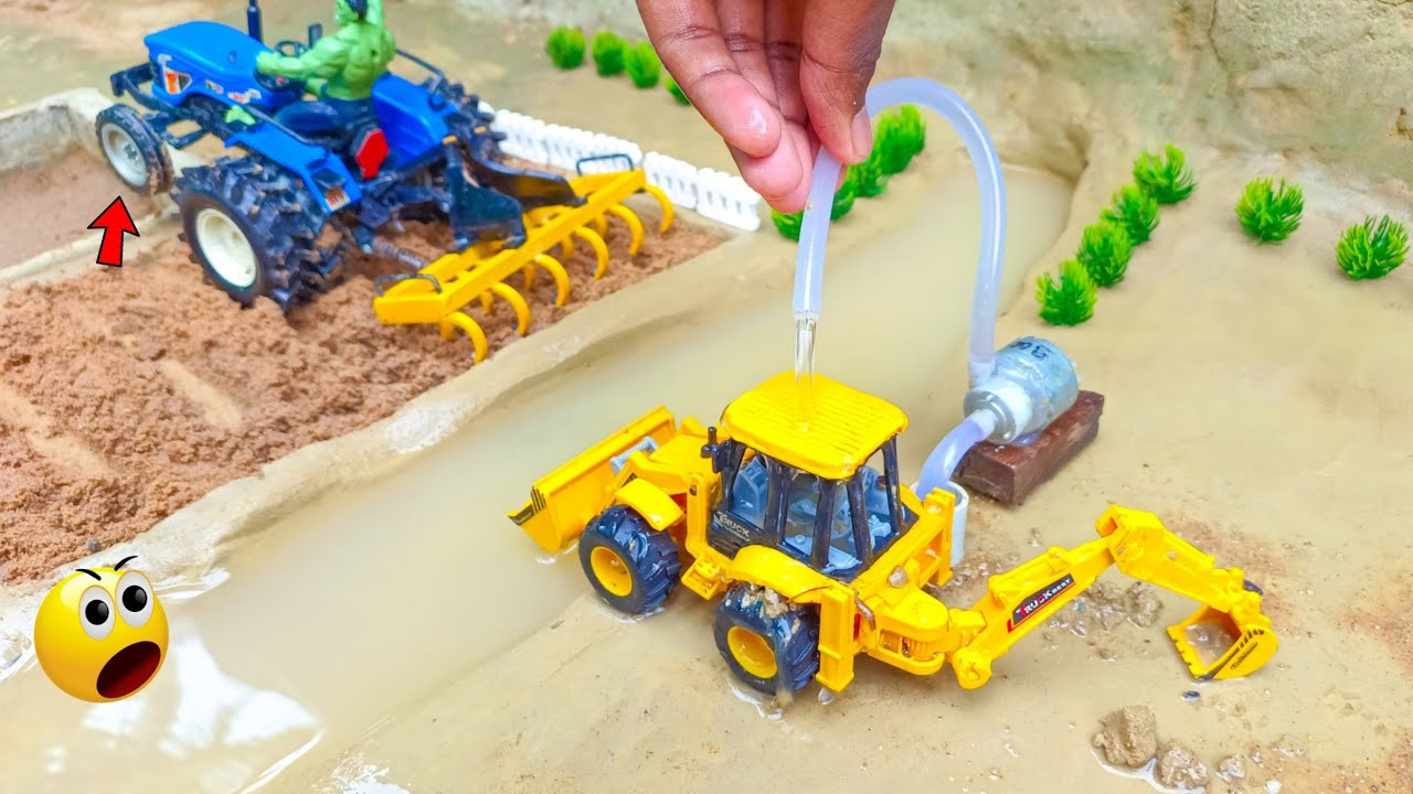 Diy mini jcb water washing science project | Diy rotavator tractor ...