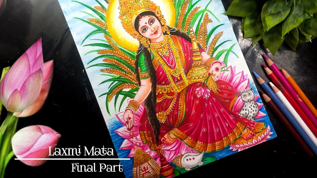 Mata Laxmi Drawing, Final Part / How to draw Laxmi mata / Lokkhi Thakur ...