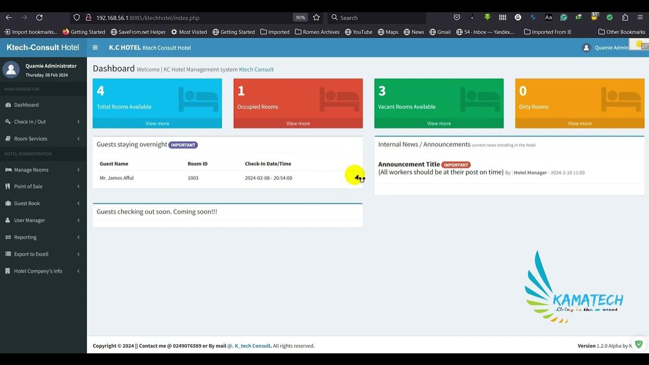 Hotel, Hostels and Guest house management System - YouTube