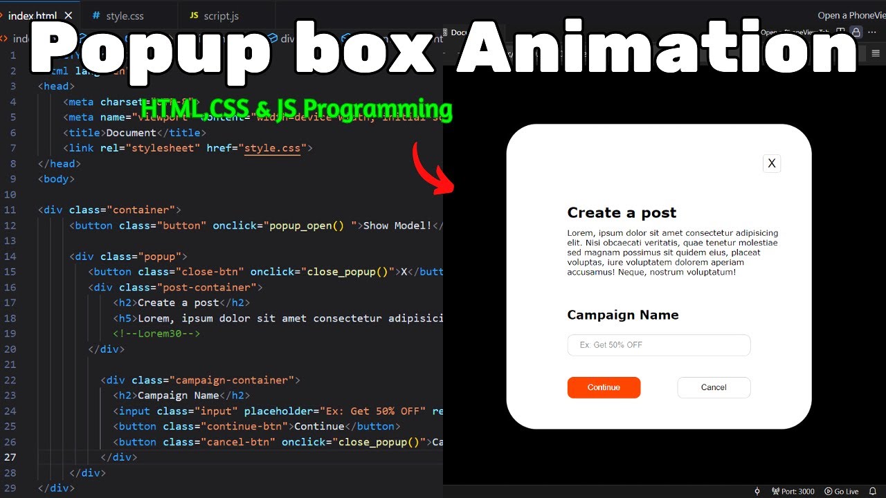 Asmr Program Popup Box Animation Create In Html Css And Js Programming No Talking Youtube