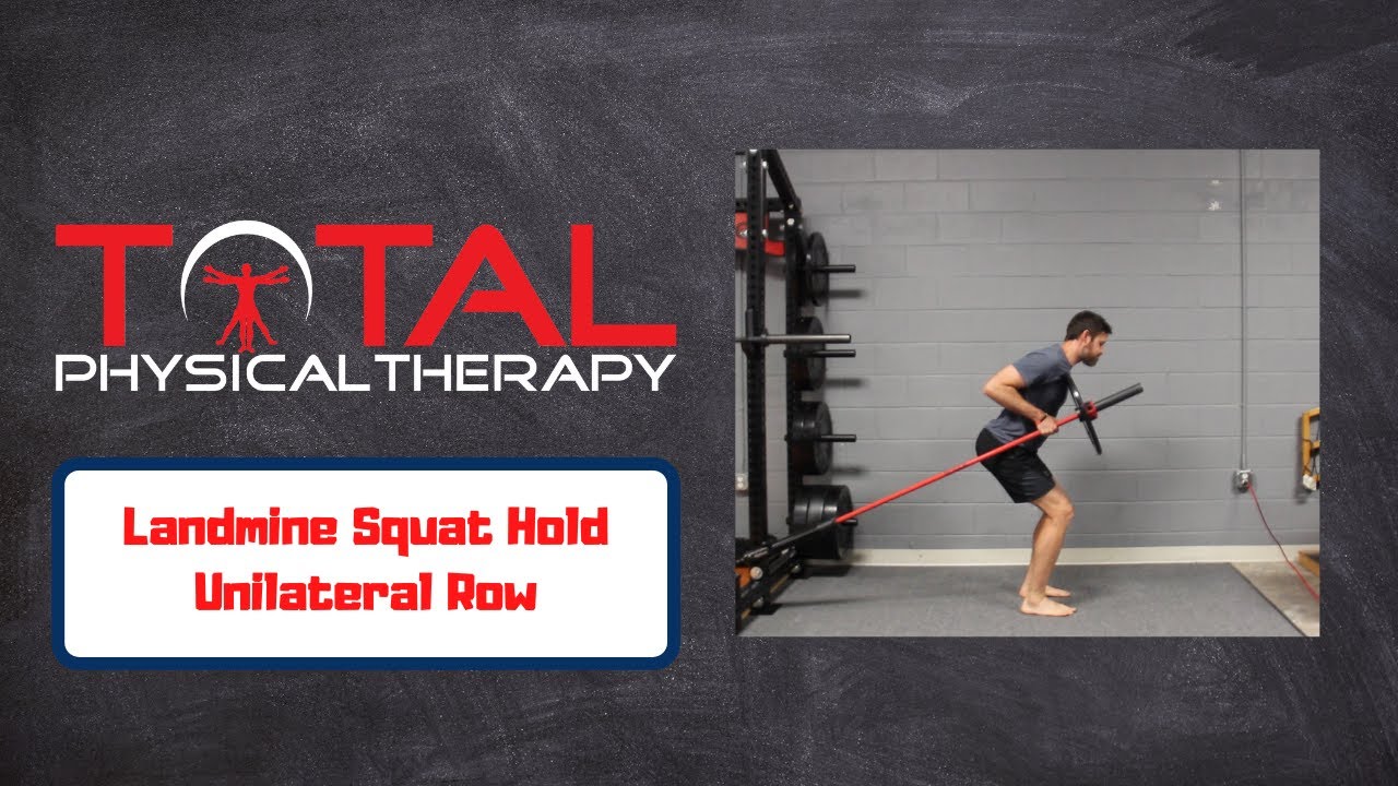 Landmine Squat Hold Unilateral Row - YouTube