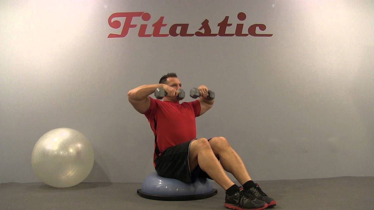 Bosu Ball Seated Dumbbell Upright Row - YouTube