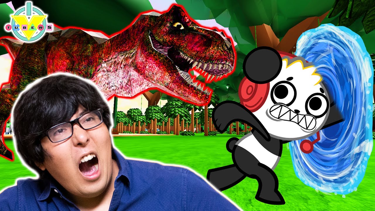 RYAN'S DADDY EXTREME CAMPING WITH DINOSAUR! Roblox Let's Play Time ...