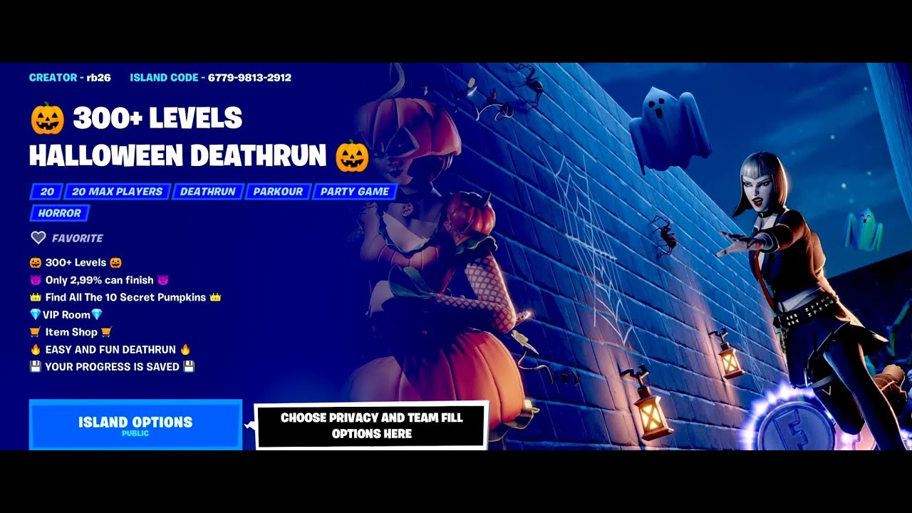 FORTNITE 🎃 300+ LEVELS HALLOWEEN DEATHRUN 🎃10 SECRET PUMPKINS + BONUS ...