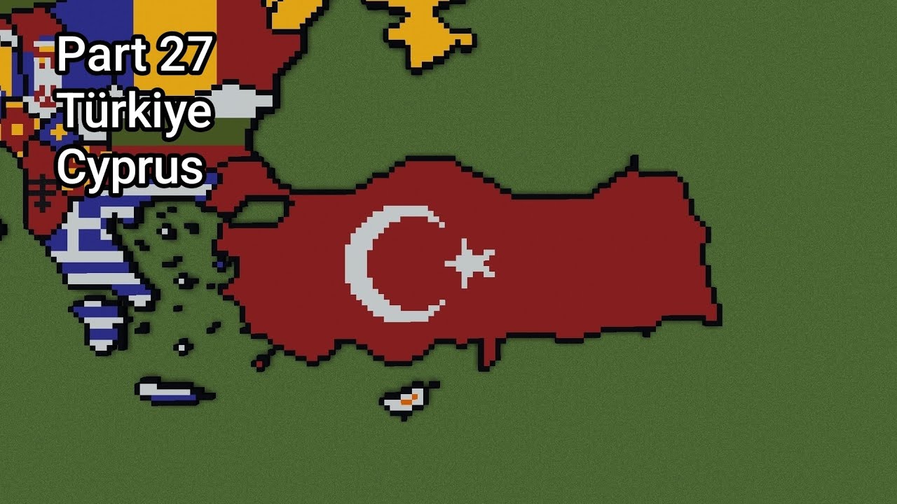 Türkiye & Cyprus - Small Scale World Flag Map Tutorials in Minecraft ...