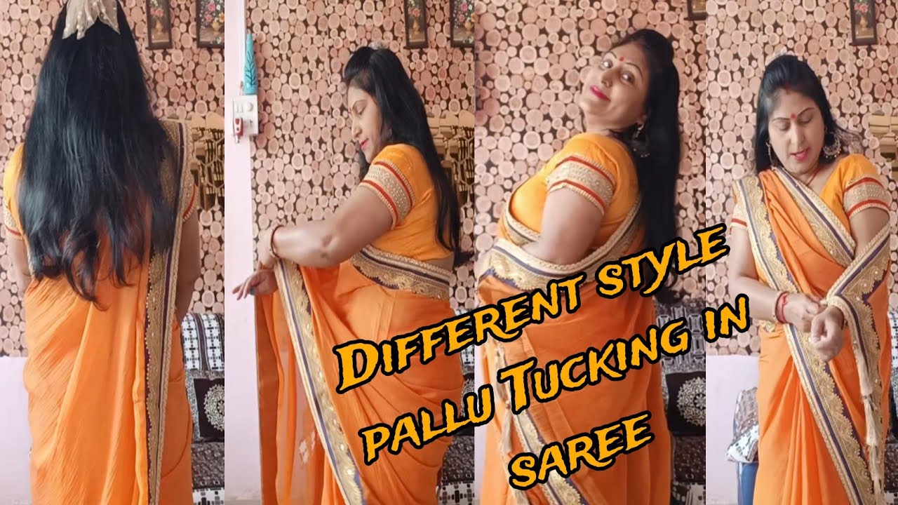 Different style pallu Tucking in saree||pallu Tucking. - YouTube