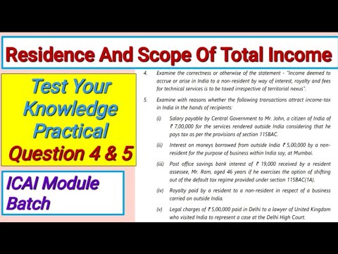 ICAI Module Test Your Knowledge Practice Question 4&5 |Residence ...