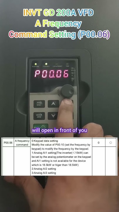 INVT GD 200A VFD l Frequency Command Setting (P00.06) #frequency #invtgd200A #invt - YouTube