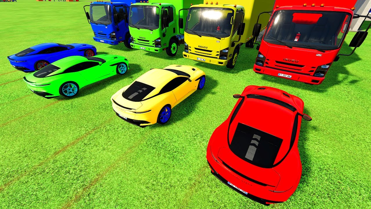 CARS OF COLORS ! TRANSPORTING ASTON MARTIN WITH ISUZU TRUCK - Farming ...